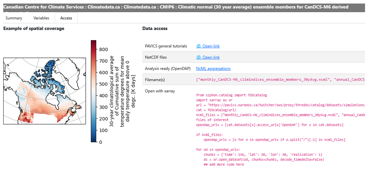 Accessing Climate Data using PAVICS – ClimateData.ca
